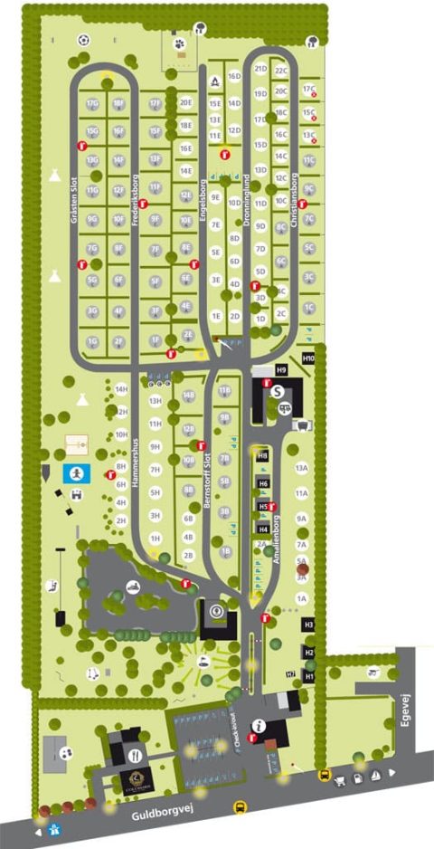 Guldborg Camping | Pladsoversigt | Lolland-Falster